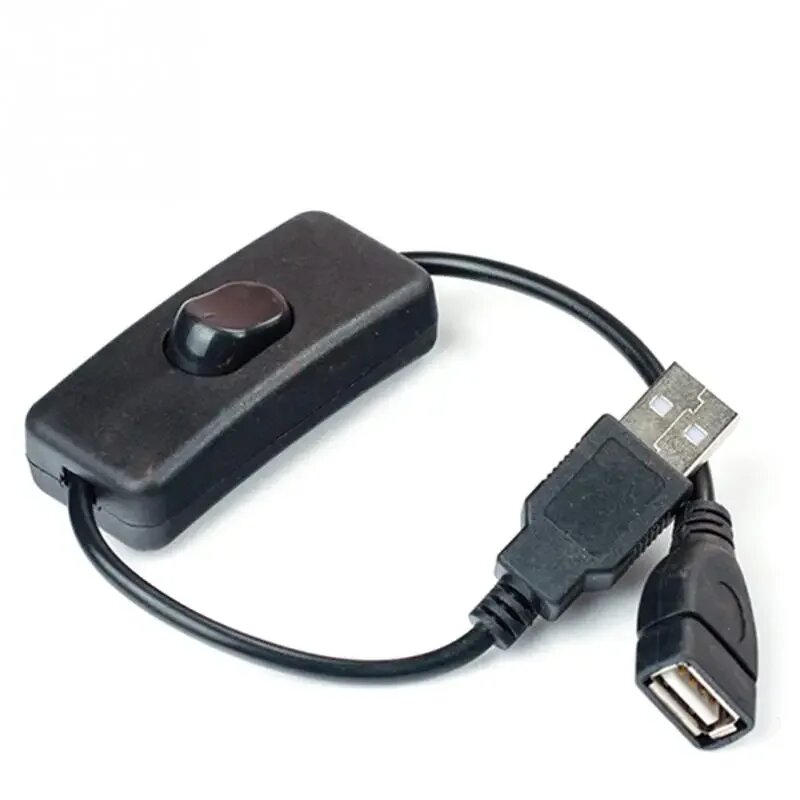 USB удлинитель 2.0 черный с переключателем, 28 см