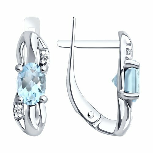 Серьги, серебро, 925 проба, родирование, фианит, топаз