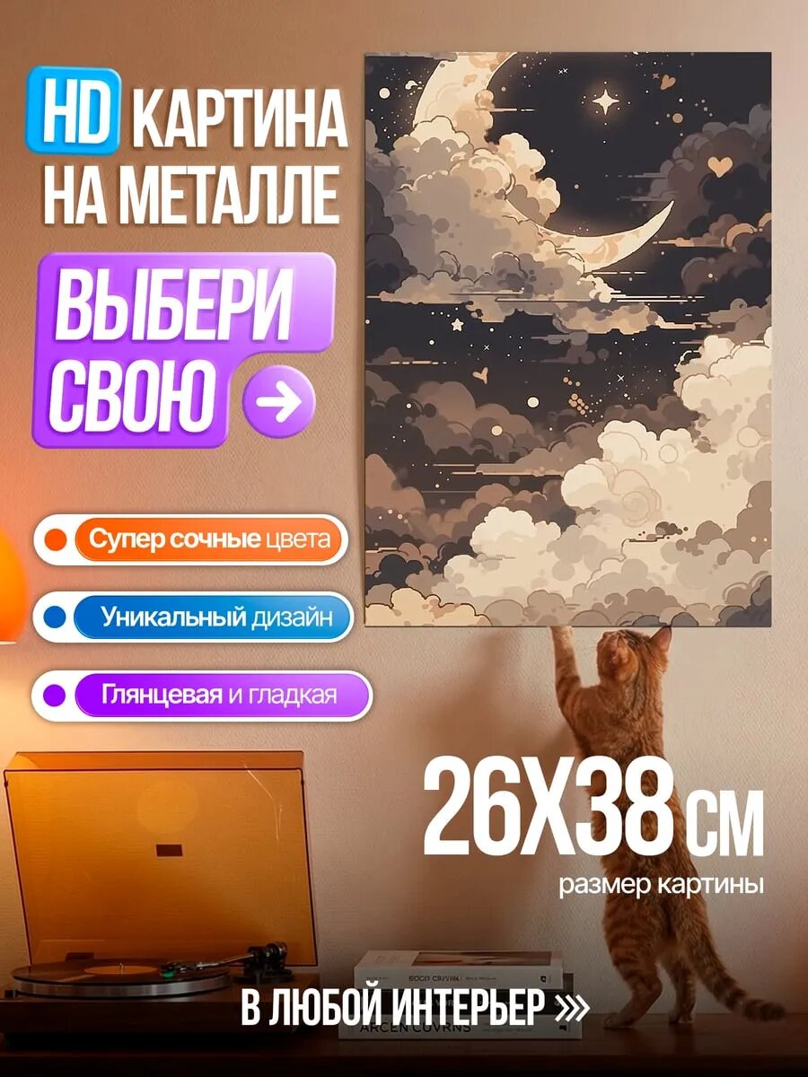 Картина на HD металле Лунное небо