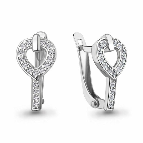 Серьги Abis, серебро, 925 проба, родирование, фианит