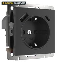 Розетка встраиваемая Werkel с заземлением разъем USB со шторками цвет черный