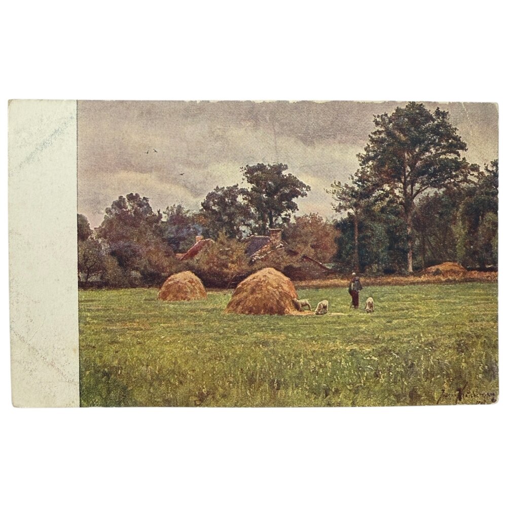 Почтовая открытка "И. Крачковский - Серый день" 1900-1910 гг. Российская Империя