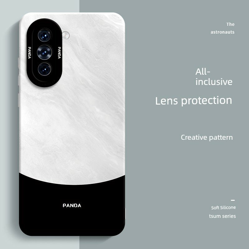 Мягкий силиконовый чехол для Huawei nova 9 Pro цвет Бай Ша Силвер с белой пандой, полная защита камеры и ударопрочность