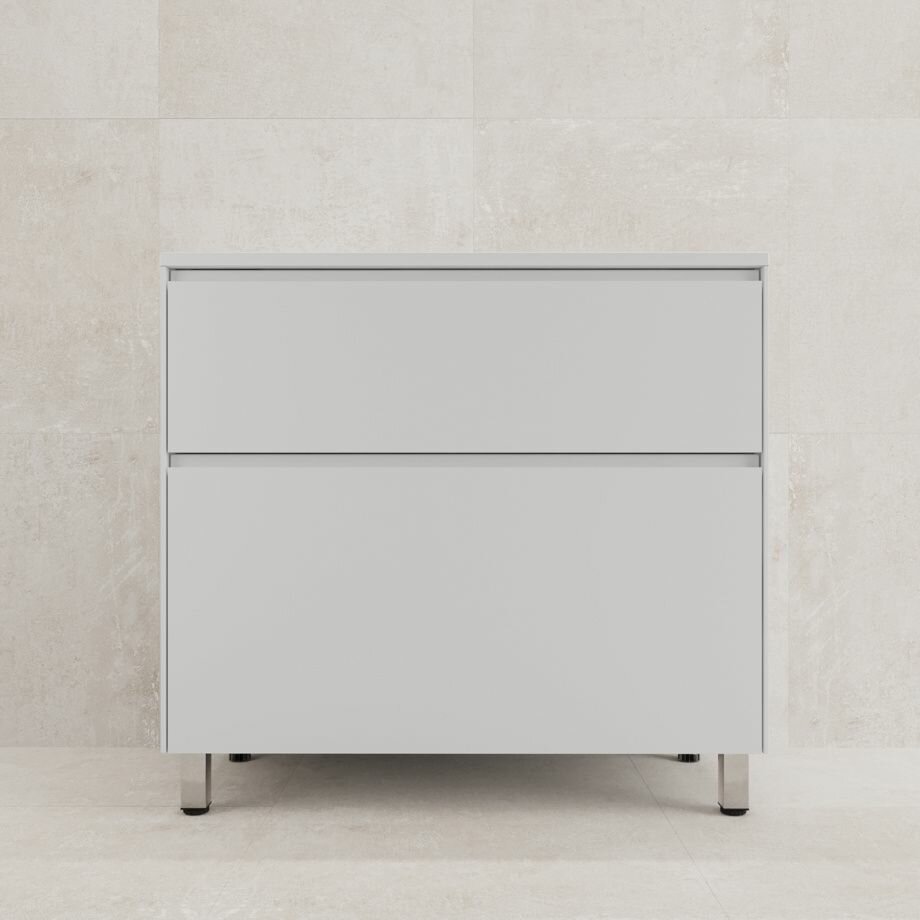 Тумба напольная Лима 90 с раковиной Line 90, 2 ящика, белый матовый