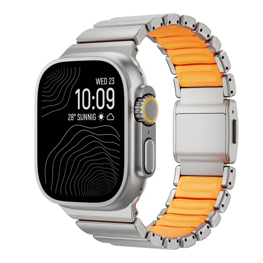 Новый силиконовый + титановый магнитный ремешок, подходящий для Apple Watch 42 44 45 46 49 мм, можно использовать для Apple 123456789SE10 и серии Ultra