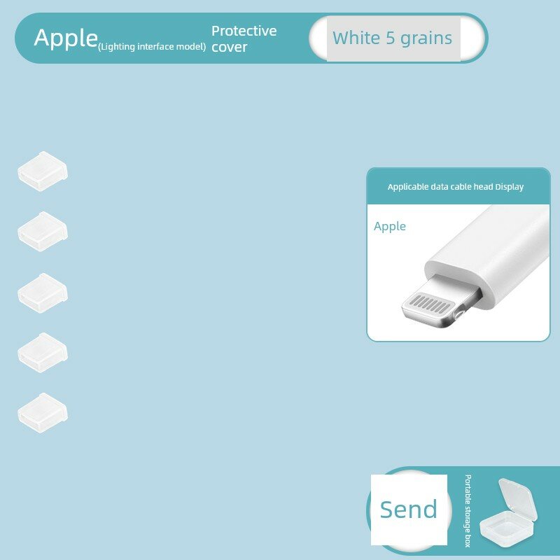 Пылезащитные заглушки для портов iPhone 14/13/12/11 — 5 прозрачных