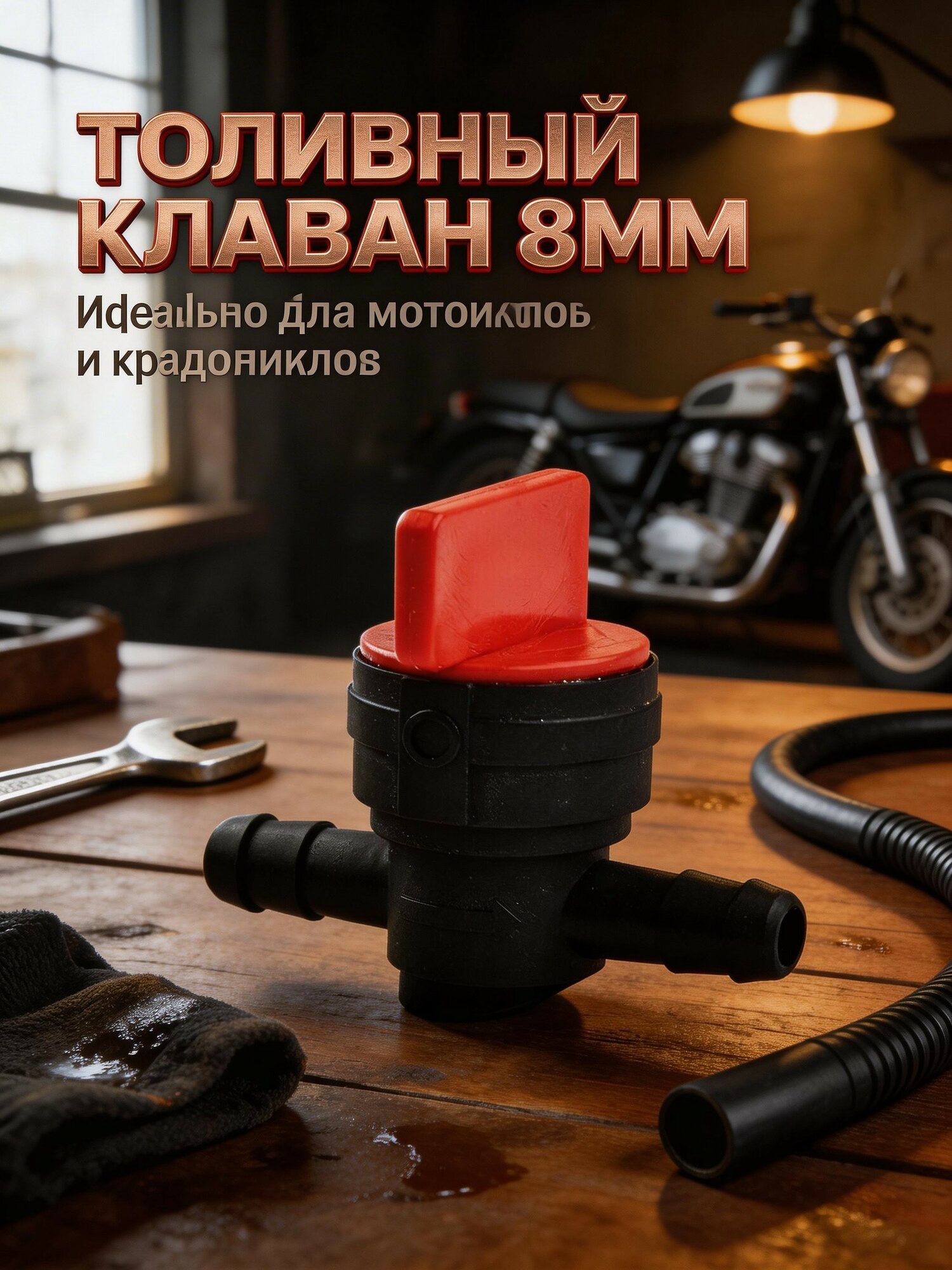 8 мм встроенный бензиновый клапан включения-выключения, топливный кран для мотоцикла и квадроцикла универсальный монтаж