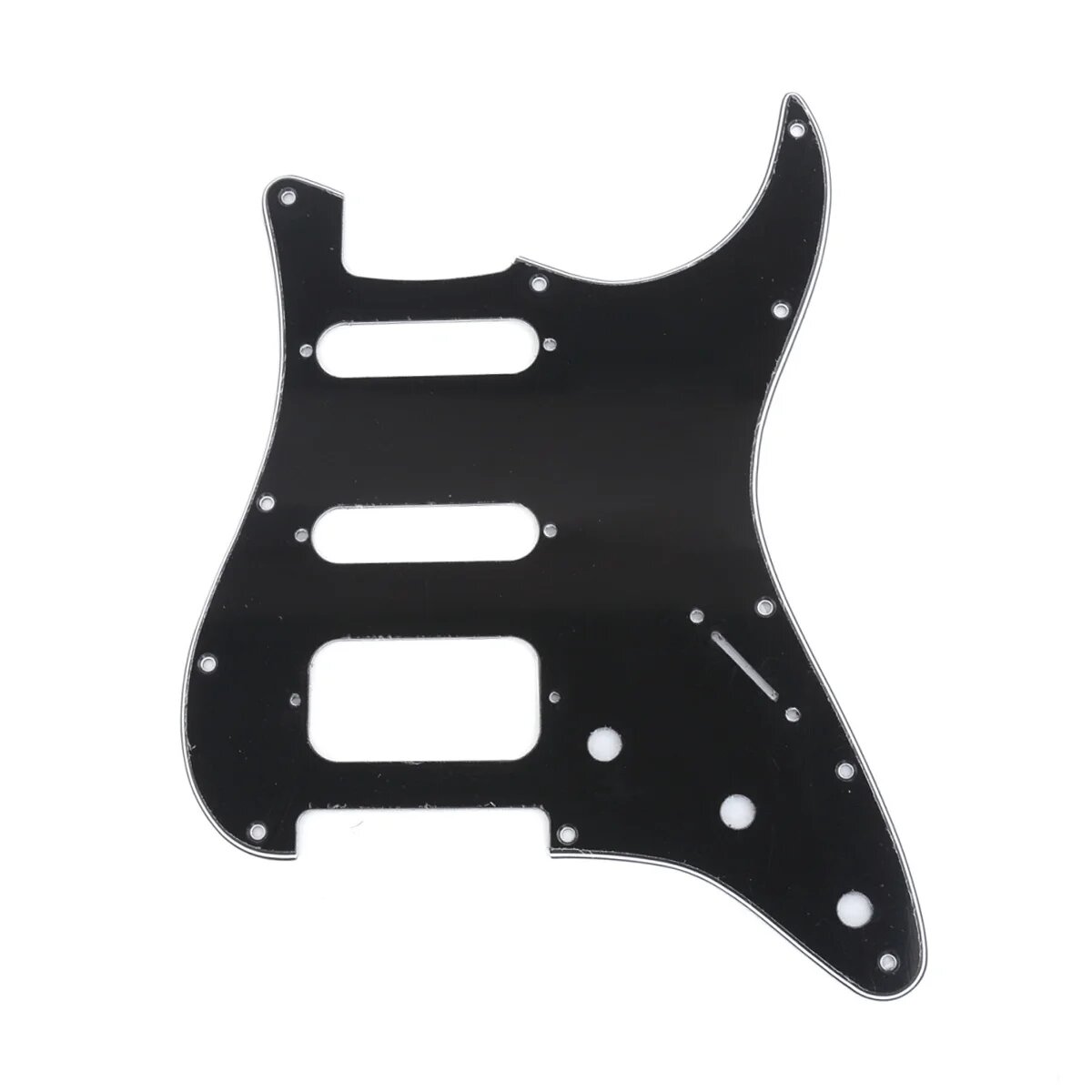 Musiclily Pro 11-Hole Round Corner HSS Guitar ST Pickguard MX1385P Черный, 3Ply Black