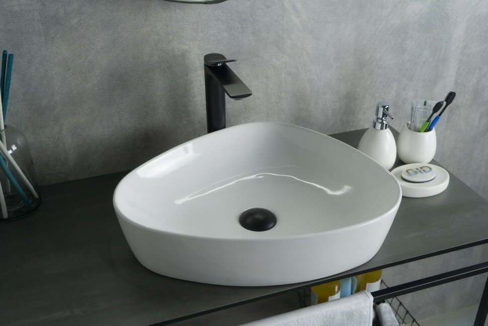 Накладная керамическая раковина GID-ceramic N9386, без отверстия под смеситель