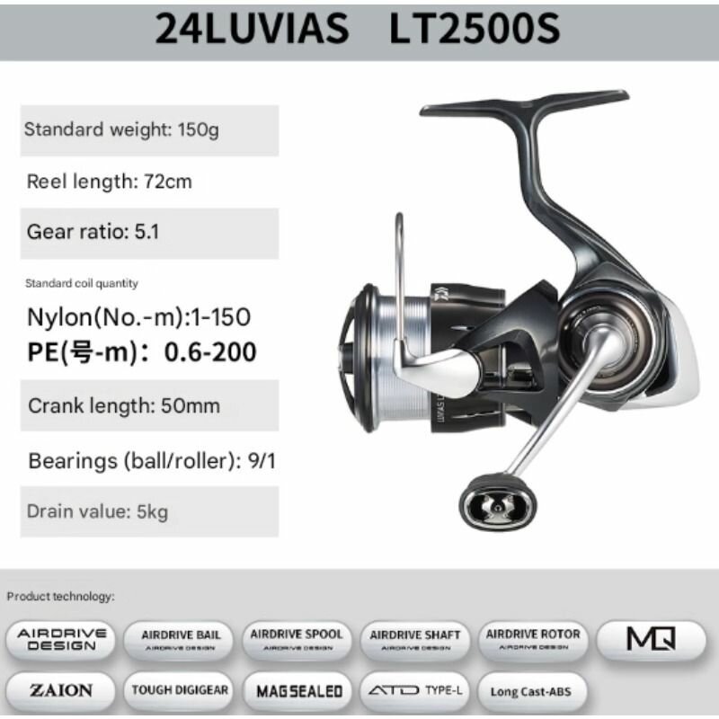 2024 DAIWA LUVIAS LT Небольшие спиннинги общего назначения, для ловли морского кальмара, рыболовные снасти, рыболовные колеса