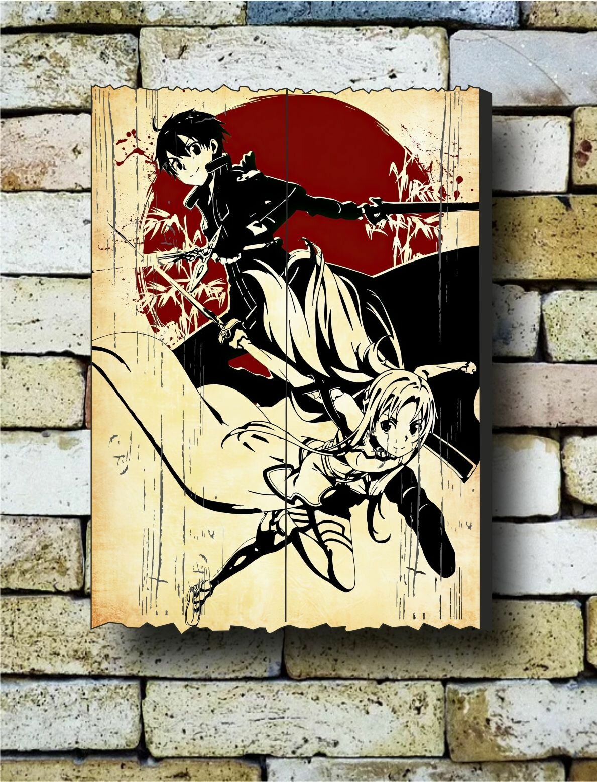 Картина на досках Мастера Меча Онлайн. Кирито и Асуна.