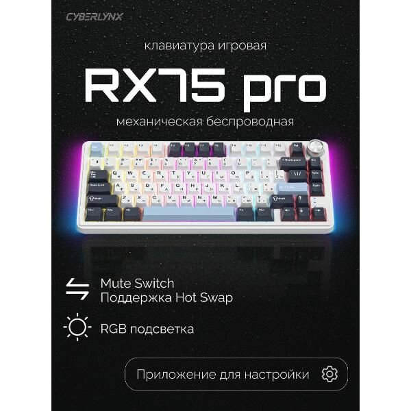 Клавиатура беспроводная CYBERLYNX RX75_Pro Mute_switch