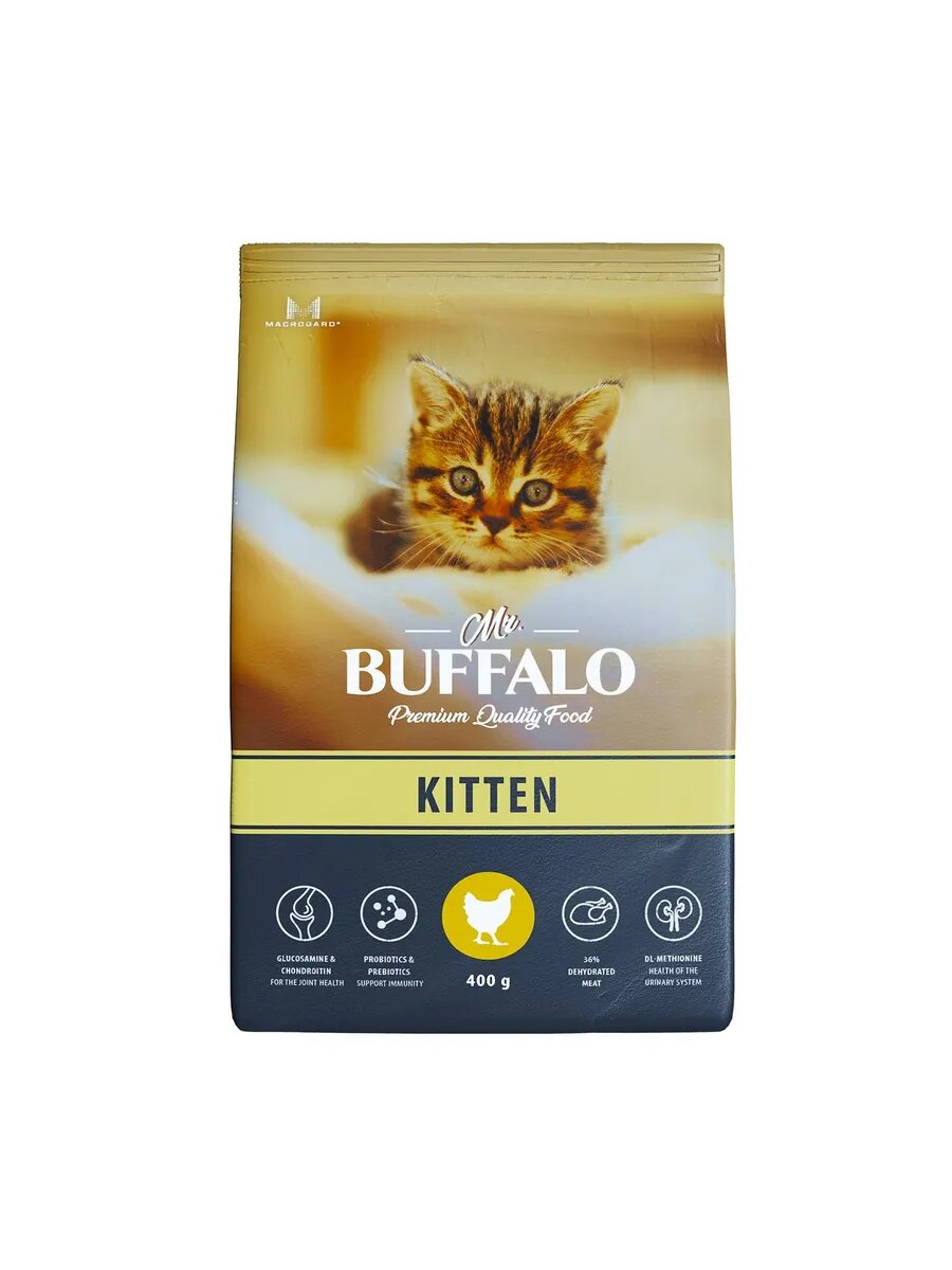 Сухой корм Mr.Buffalo "Kitten", для котят, со вкусом курицы, 0.4 кг