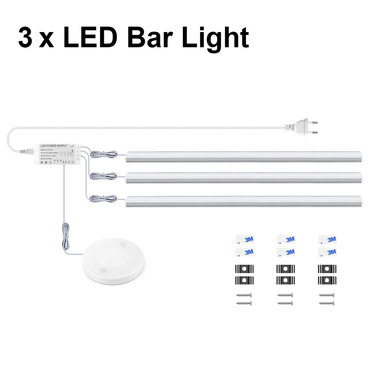 3 LED Бар Свет, 40см, Теплый Белый, 3 шт.