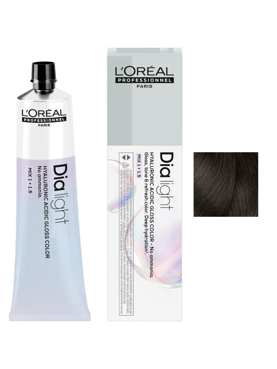 Краситель-блеск для волос с гиалуроновой кислотой L'Oreal Professionnel DIA Light без аммиака, 5