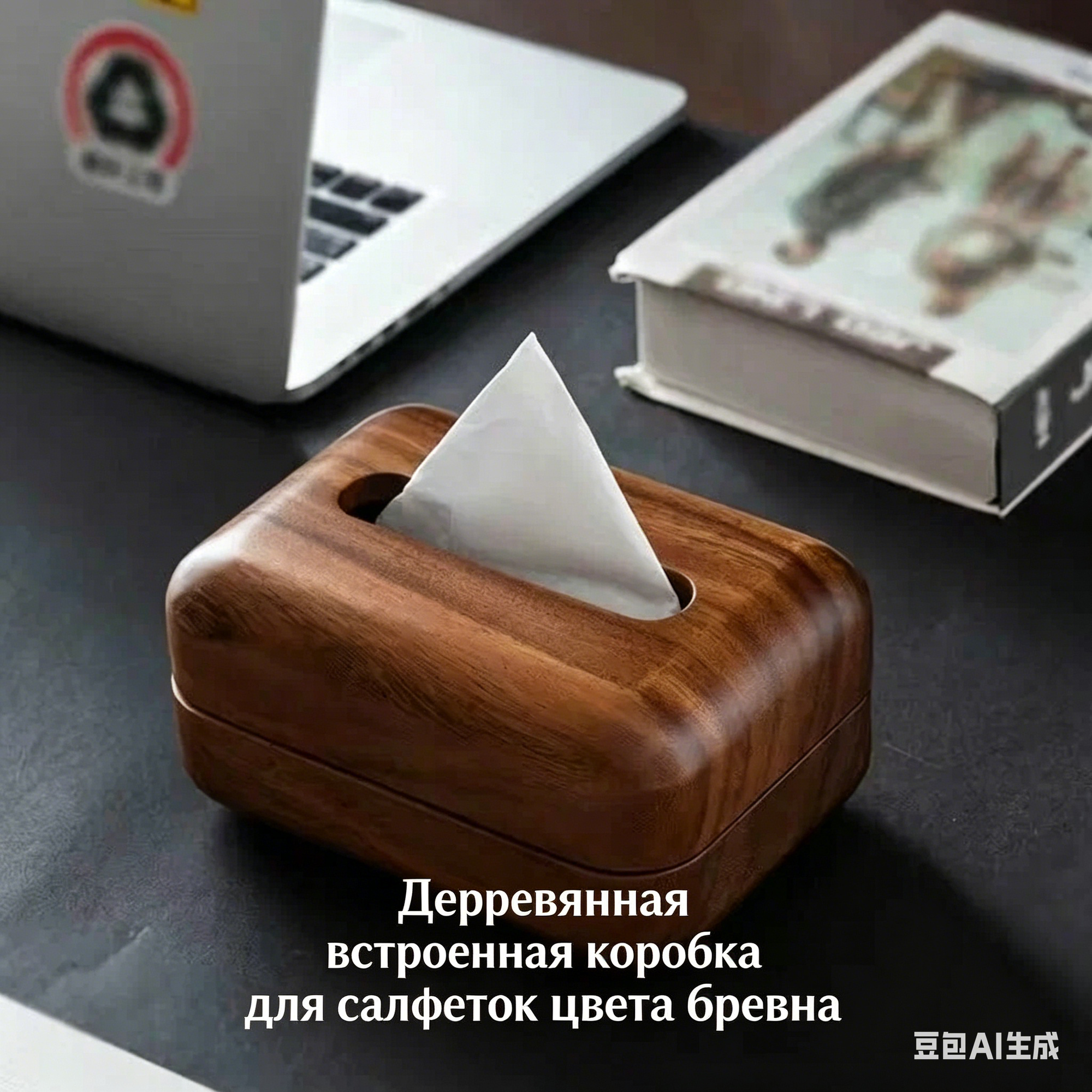 Деревянная встроенная коробка для салфеток в стиле ретро орехового цвета,18*13*9