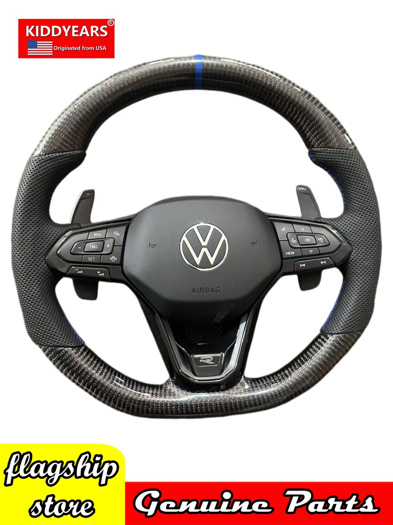Для карбонового многофункционального руля VW с длинными лепестками в сборе, включая подушку безопасности
