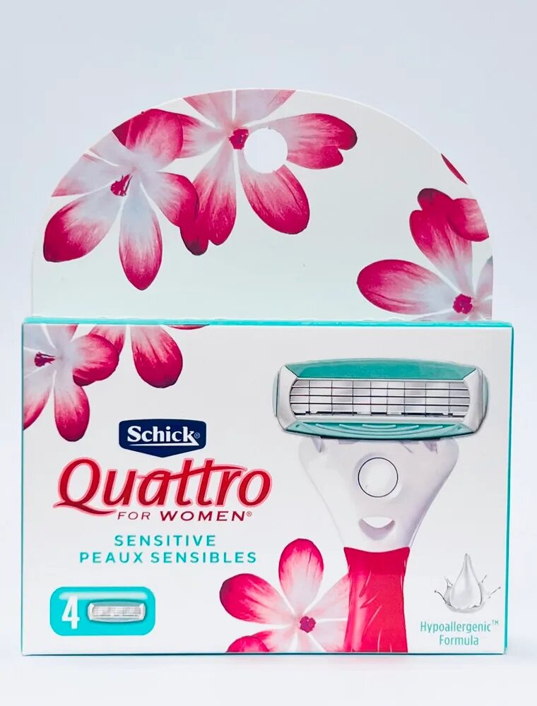 Schick Quattro for women Sensitive Сменные кассеты 4 шт