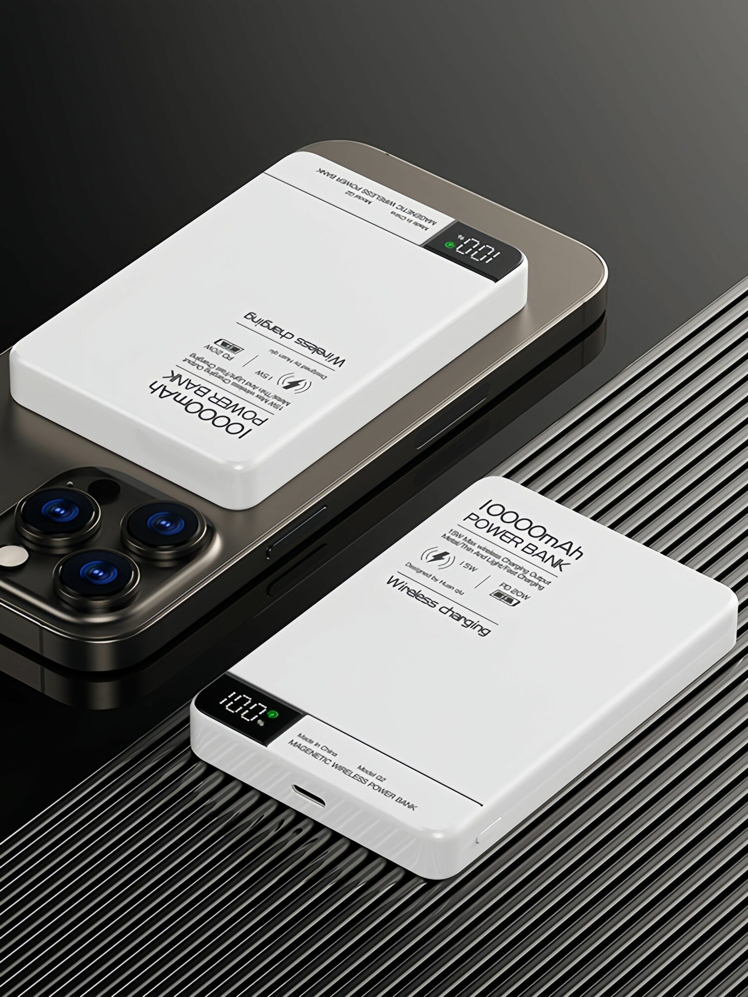 Bestand Внешний аккумулятор MagSafe Powerbank Внешний аккумулятор, сертификат Qi2, магнитный беспроводной источник питания, три в одном, подходит для мобильных телефонов / часов / наушников, с кабелем USB C и кронштейном, с функцией быстрой зарядки