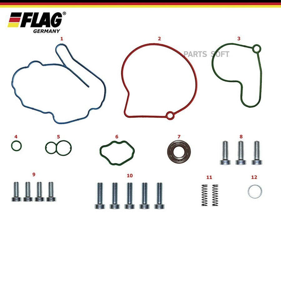 Ремкомплект к вак. насосу 038 145 209A AUDI/VW 1.9TDI 95-06 F009D00001 от официального дистрибьютора, FLAG, артикул 801391