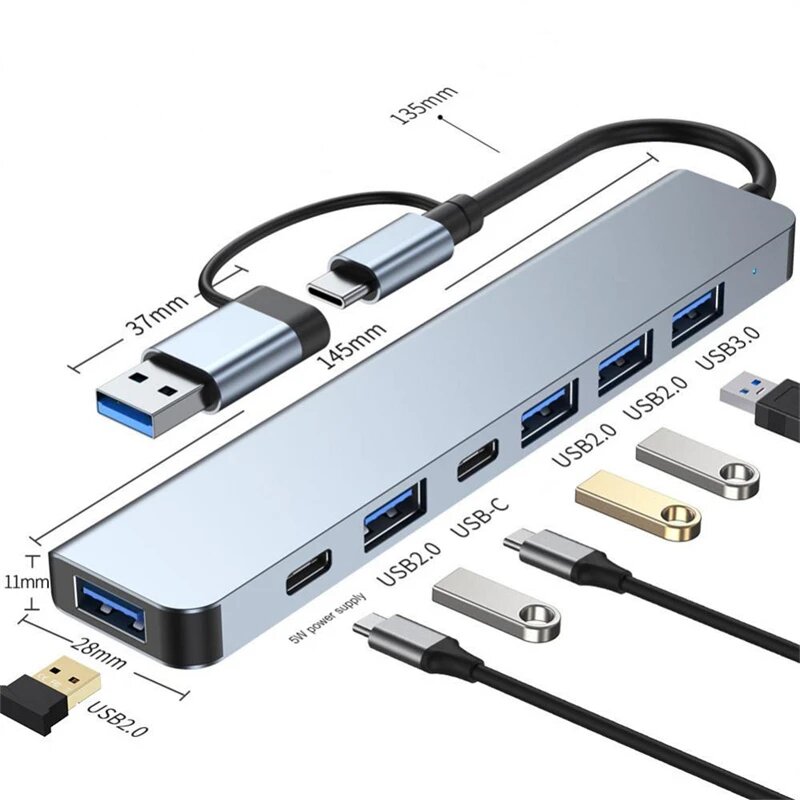 Многопортовый USB 3.0 Type-C Хаб-док-станция 7-в-1 С Поддержкой PD 5 Вт Для Lenovo MacBook Pro (компьютерные Аксессуары)