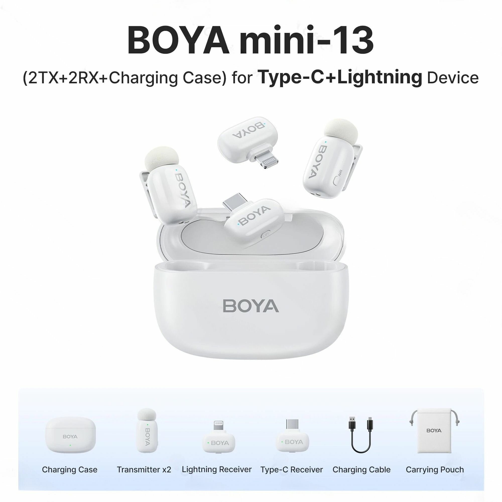 BOYA Mini Беспроводной Петличный микрофон на лацкане для iPhone iPad Android Type-C