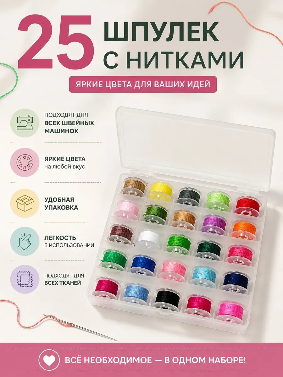 Шпульки с нитками в органайзере