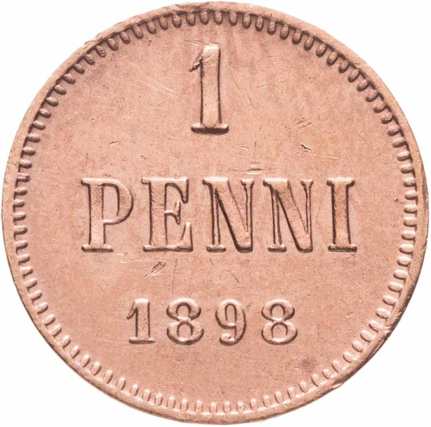 1 пенни penni 1898 Российская Финляндия, Медь, в сохранности XF