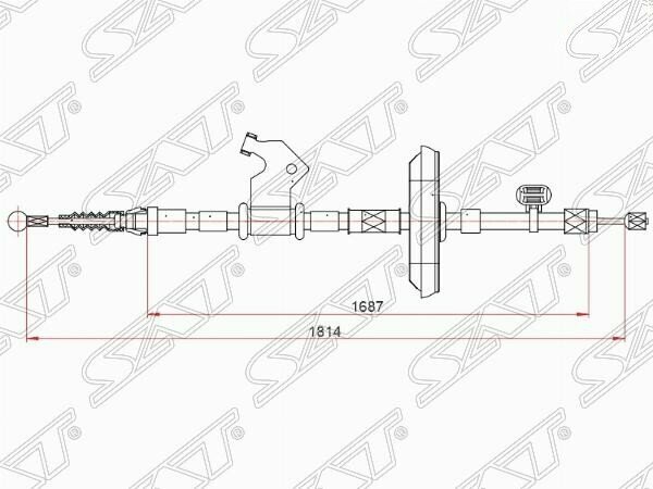 Трос ручного тормоза OPEL ASTRA J RH 10-15/SAT ST-52-0049 CHEVROLET CRUZE 09- дисковые тормоза
