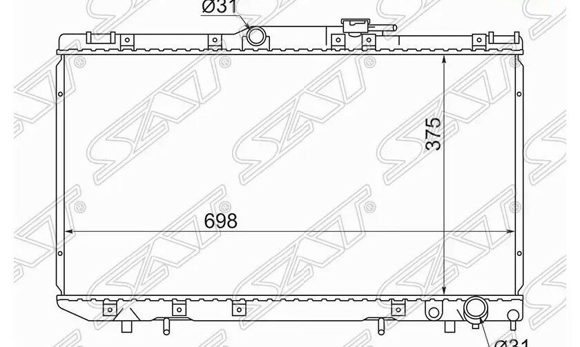 Радиатор SAT TY0002-CT190 Toyota Caldina T190 92-02 / Carina 92-96