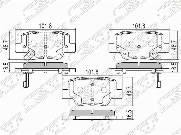 Колодки тормозные сзади SAT ST-04466-0F010 Toyota Verso 09-17
