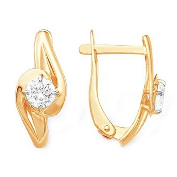 Серьги, красное золото, 585 проба, фианит