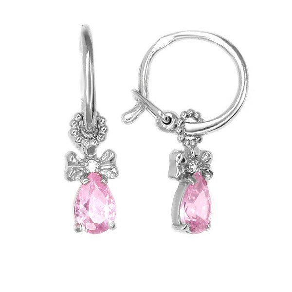 Серьги, серебро, 925 проба, родирование, кристалл, фианит