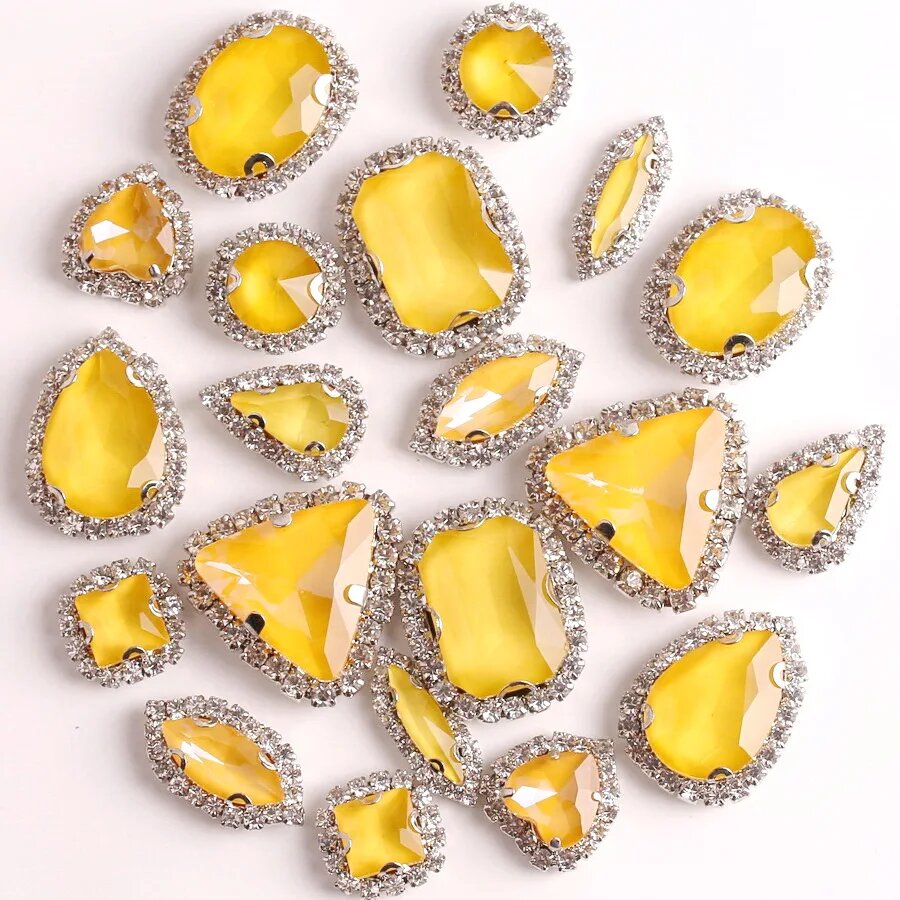 Желтые стеклянные камни A11 Topaz, 20 шт.