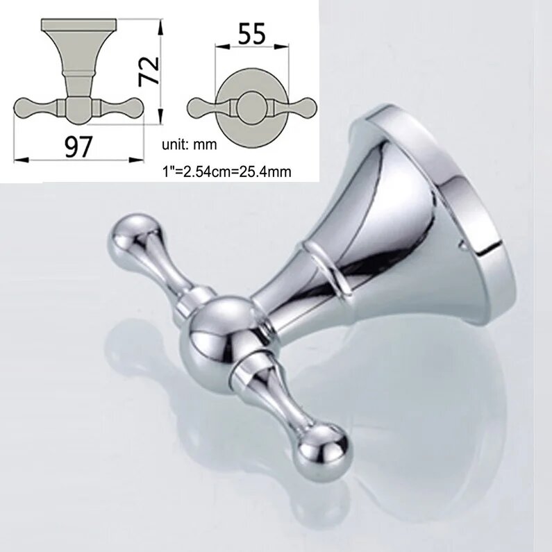 Комплект настенных аксессуаров для ванной из латуни dzh111 Серебряный, Robe Hooks