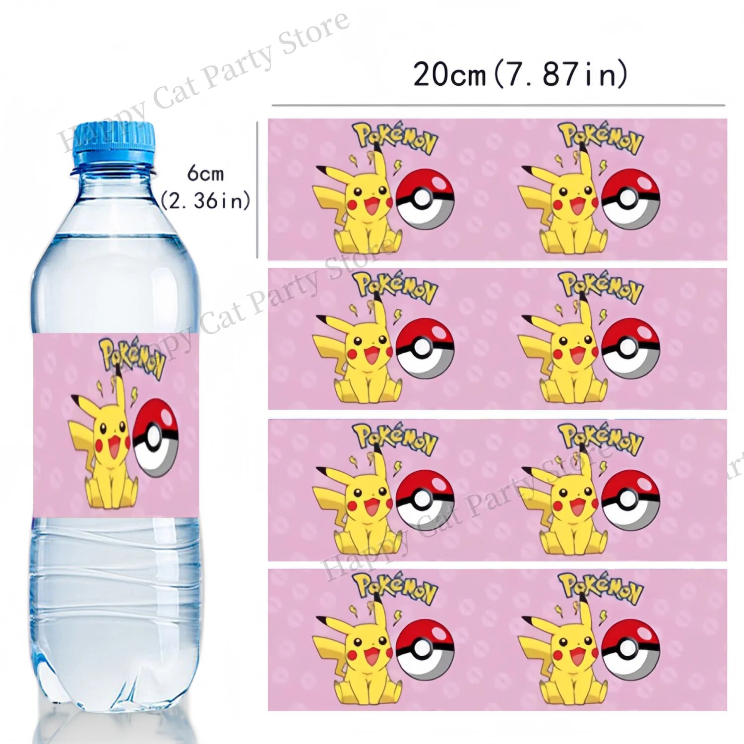 Этикетка для бутылки с водой Пикачу TAKARA TOMY Style-3, 20pcs