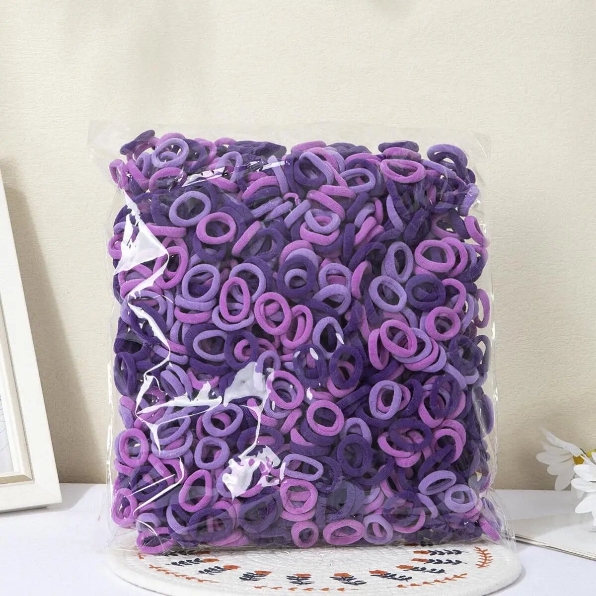 Резинки для волос детские из хлопка 100/300 шт. Фиолетовый, 300PCS, 16