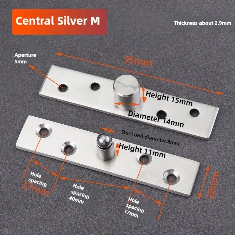 Петля поворотная Central Silver M, 95x20 мм