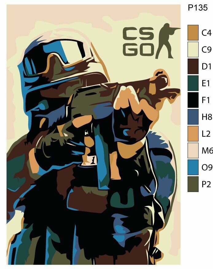 Детская картина по номерам P135 "Компьютерная игра Counter-Strike (Контр-Страйк)" 20x30