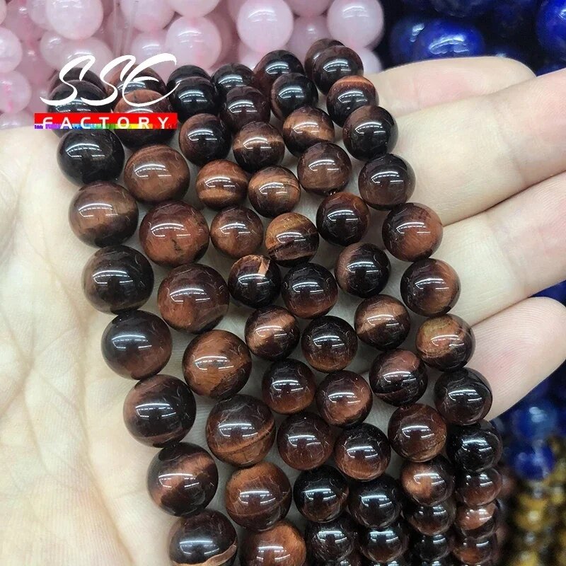Бусины из синего тигрового глаза Sunshine and Beads 6-12 Коричневый, 8mm 45 to 48pcs, Red tiger eye