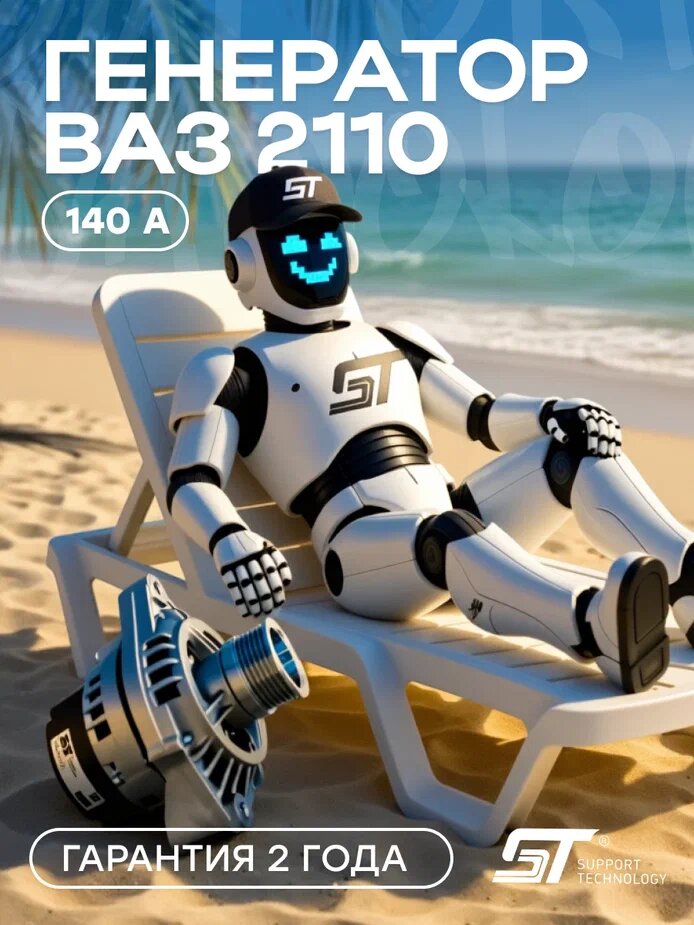 Генератор 140А для ВАЗ 2110-2112, Lada Priora; Support Technology (ST) — фото 1