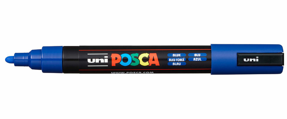 Маркер на водной основе POSCA PC-5M, синий (BLUE - 33), 1.8 - 2.5 мм