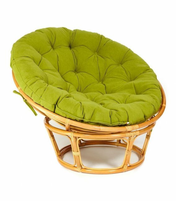 Кресло PAPASAN/папасан 23/01 W /с подушкой/ диаметр подушки 125 см, 115х101х104 см, Honey (мед), флок Олива, 23