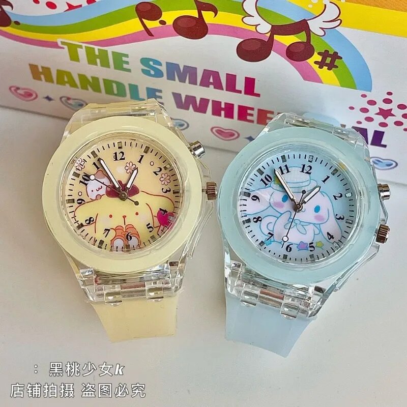 Новые милые часы Sanrio Cinnamon Dog Pudding Monster Cooler Man из мультфильма, лимитированная серия, креативные девчачьи часы из желе, светящиеся в темноте.