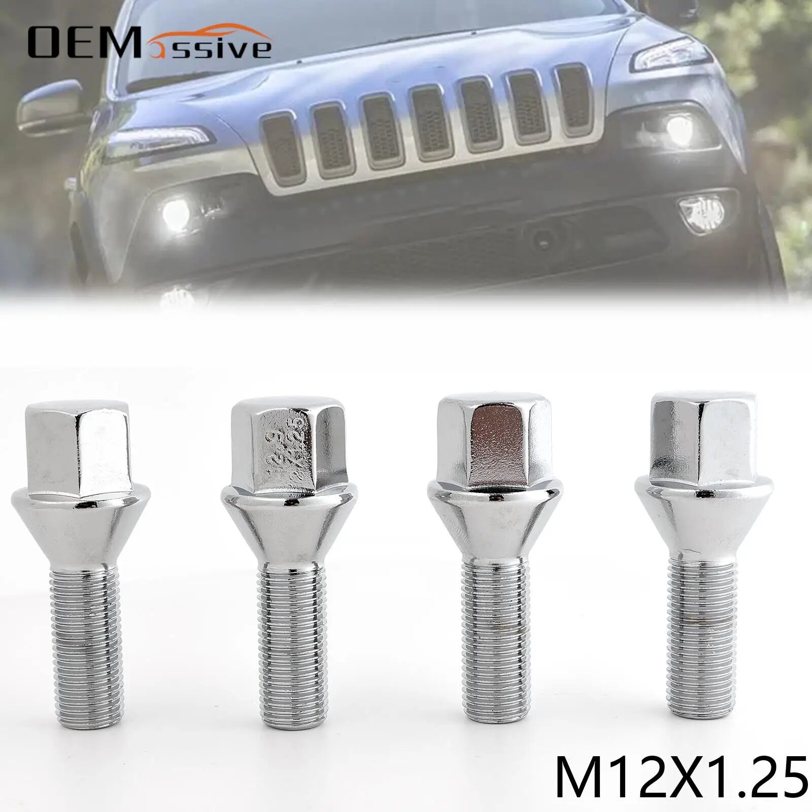 4 для Chrysler 200 2015-2019 Jeep Renegade Cherokee Dodge Дротика 2012-2016 автомобильные M12 × 1,25 Болты С колесными наконечниками 28 мм, серебристая углеродистая сталь