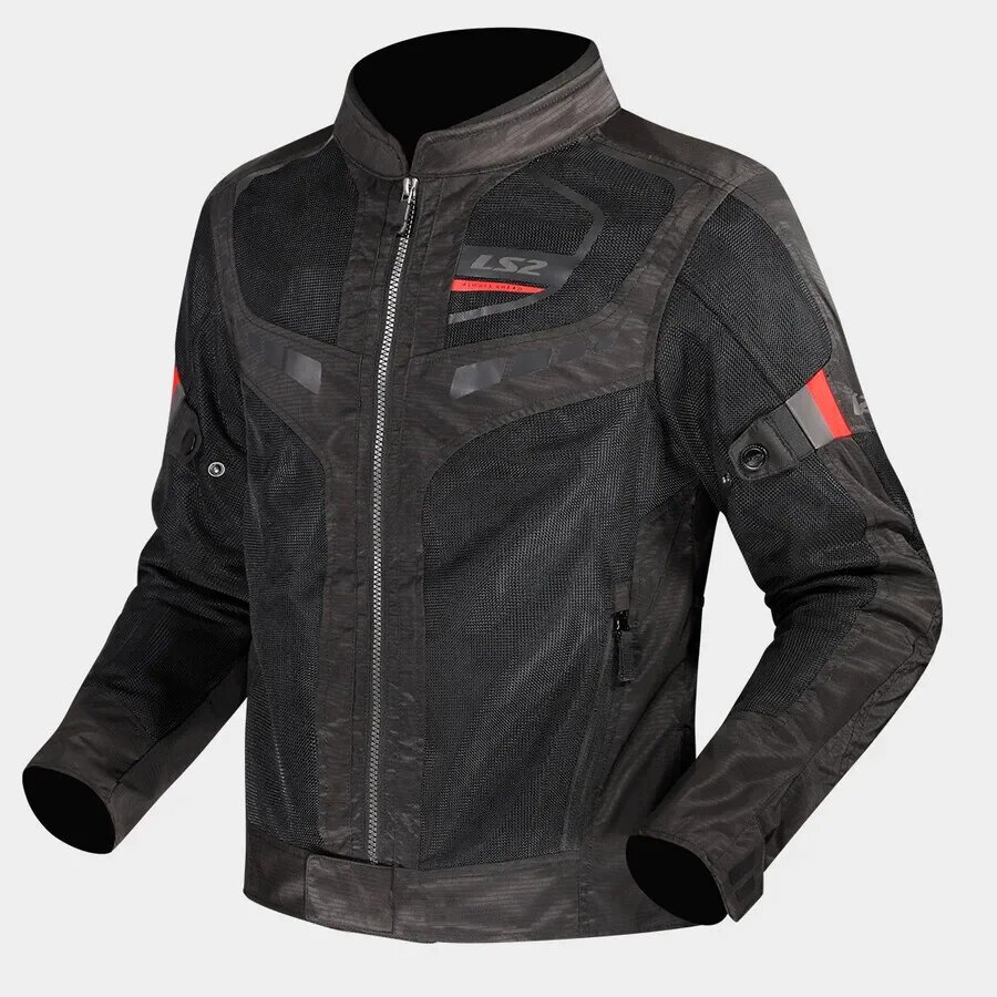 LS2 летняя мотоциклетная куртка мужская мотоциклетная одежда CE Черный, M, Black red -Men
