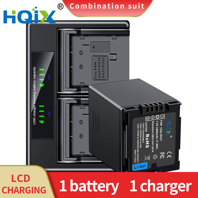 HQIX для Panasonic VDR-D158 D230 D250 D258 D210 D200 D220 D300 D310 D400 M30 D100 D150 D160 камера CGA-DU21 Двойное зарядное устройство Аккумулятор