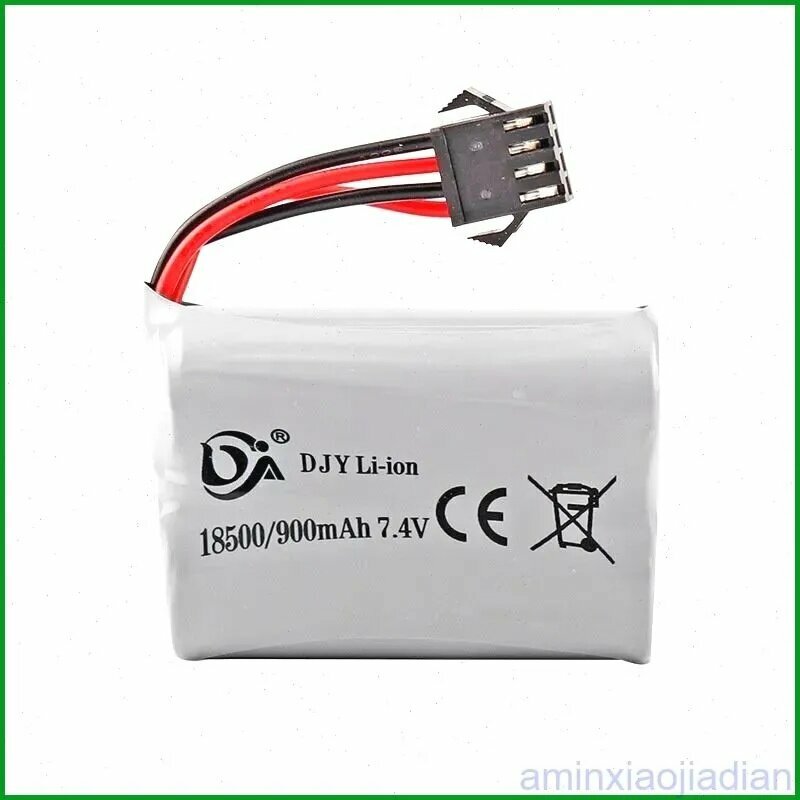 1 шт. li-ion аккумулятор 18500, 7.4V 900mah, разъем SM-4P Реверс, Подходит для 8-колесного автомобиля-амфибии RC-dongmuke