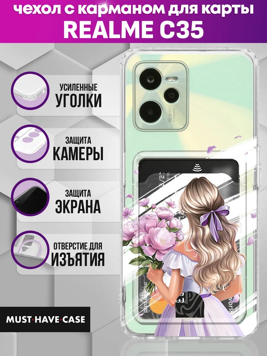 Чехол на Realme C35 с картой с принтом