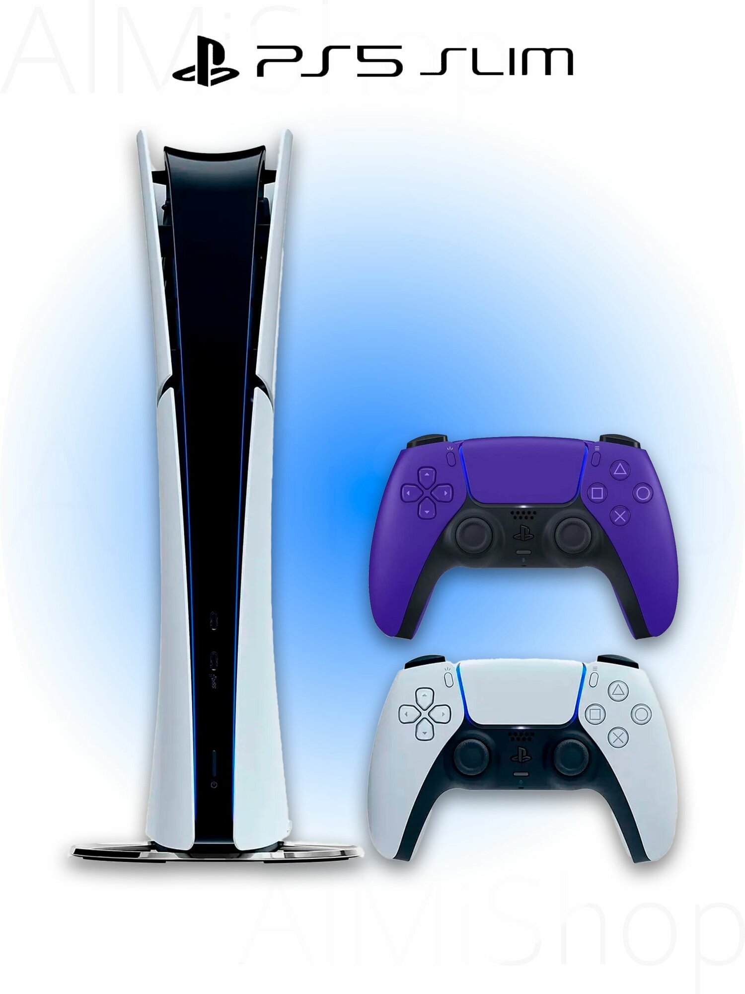 Игровая приставка Sony PlayStation 5 Slim Digital (без дисковода) 825Гб + 2 геймпад (фиолетовый, Galactic Purple)